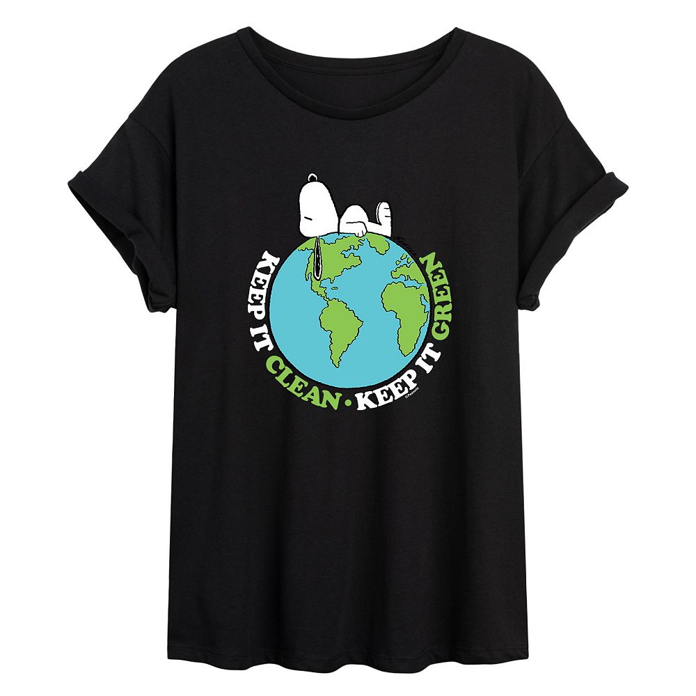 Juniors' Peanuts "Keep It Clean, Keep It Green" Snoopy Oversized ...