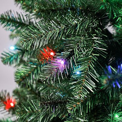 Home Heritage 9 Ft Color Blast Pencil Pine Prelit Christmas Tree, 250 ...