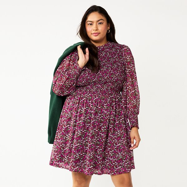 Plus Size DRAPER JAMES RSVP™ Long Sleeve Smocked Dress