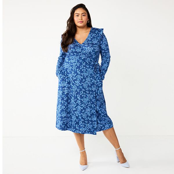 Plus Size DRAPER JAMES RSVP™ Long Sleeve Wrap Dress