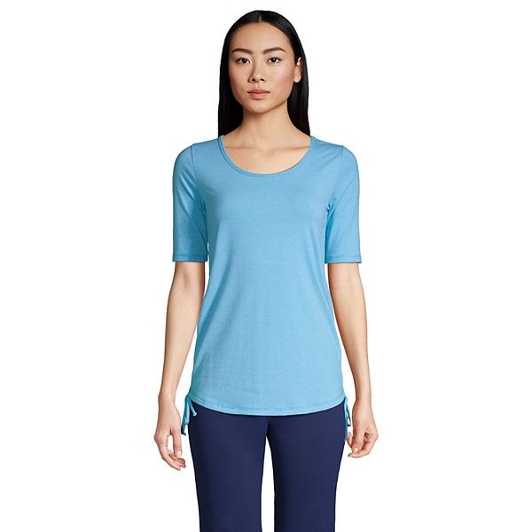 Women's Lands' End Power Performance Elbow Sleeve Drawstring Top