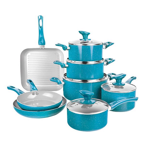 Granitestone Diamond Farmhouse 13-pc. Nonstick Cookware Set AQUA ...