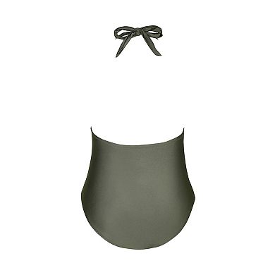 Plus Size Cupshe Halter Shirred One-piece Swimsuit