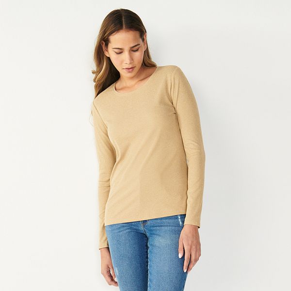 Petite Nine West Crewneck Long Sleeve Top