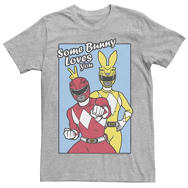 Men's Power Rangers Yellow & Red Easter Some Bunny Loves You Tee