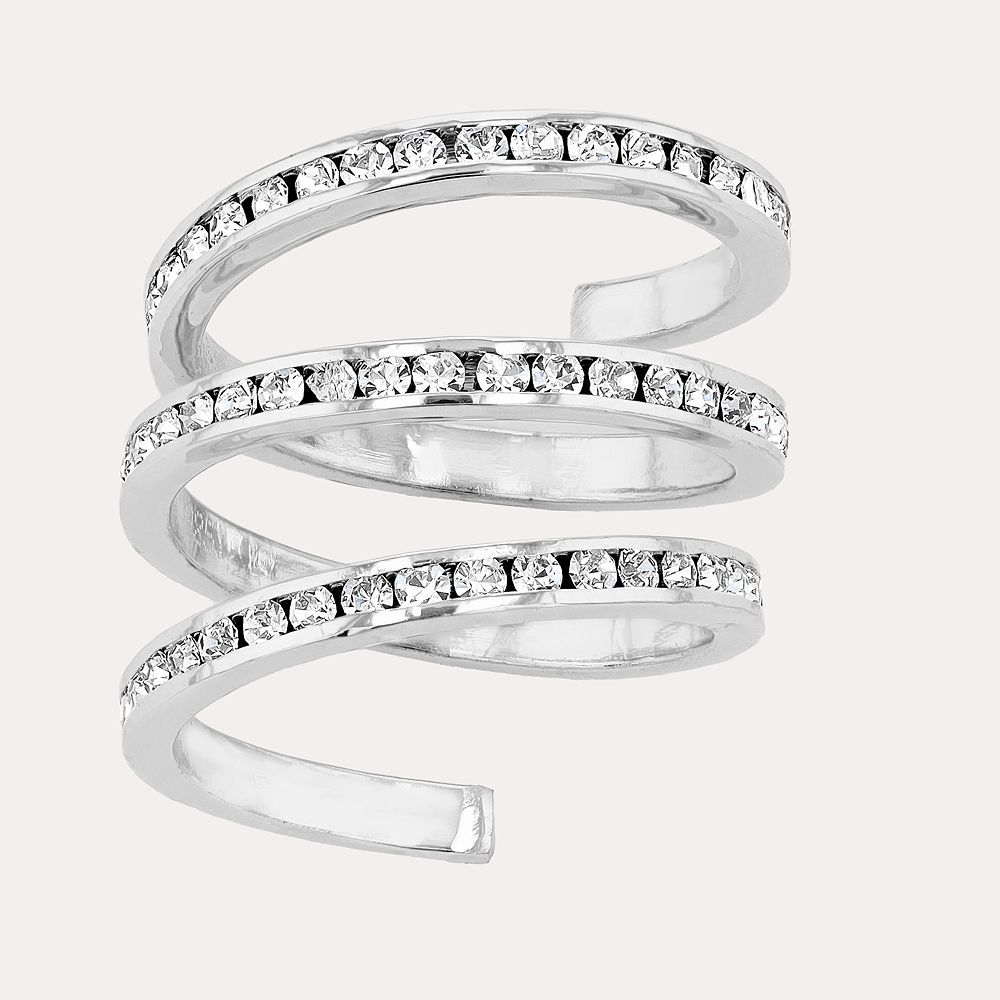 Traditions Jewelry Company Fine Silver Plated Crystal Accent Three Row ...