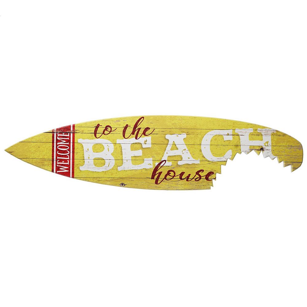 American Art Décor Welcome Bite Surfboard Wall Decor