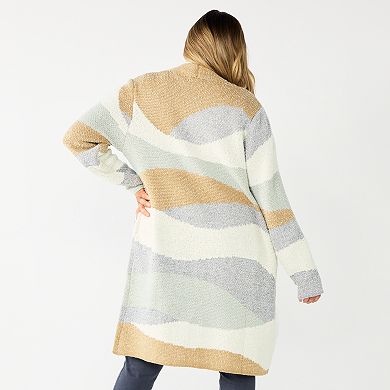 Plus Size Nine West Jacquard Sweater Car Coat