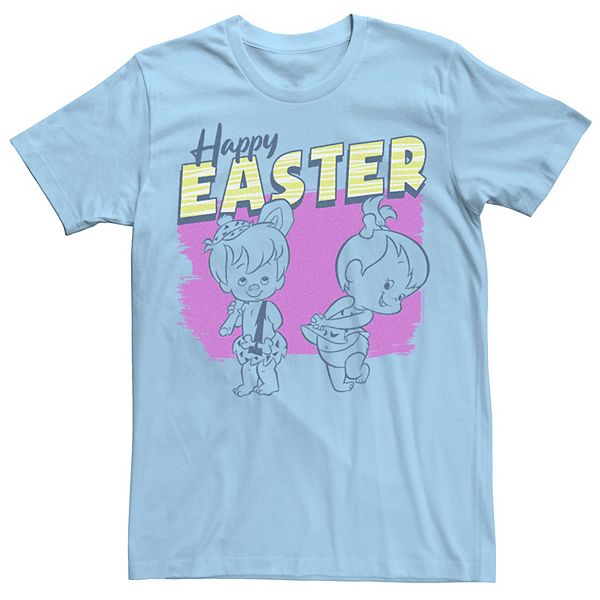 Men's The Flintstones Happy Easter Pebbles Bam Bam Tee