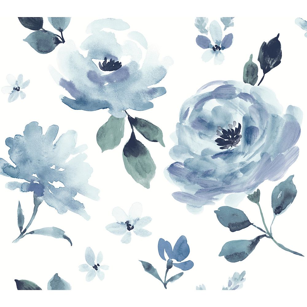 RoomMates Watercolor Blooms Peel & Stick Wallpaper