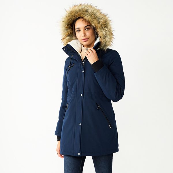 Women's Nine West Hooded Sherpa & Quilted Puffer Coat
