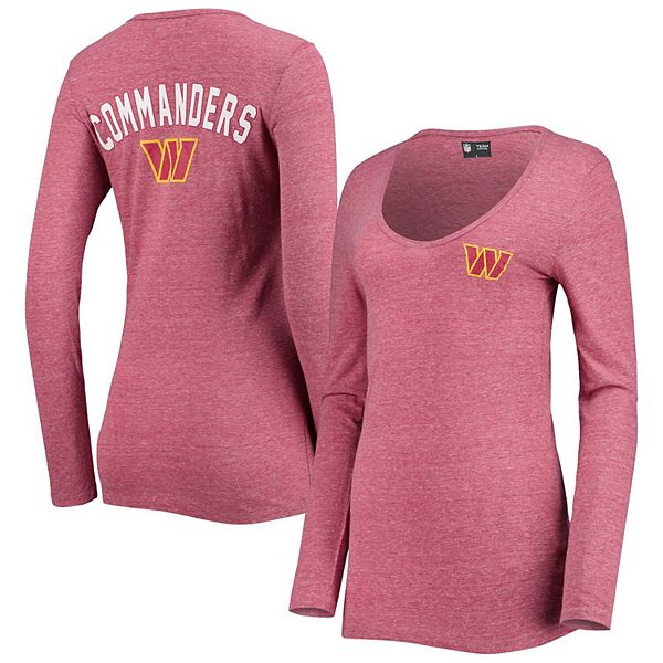 Women's New Era Burgundy Washington Commanders Scoop Neck Tri-Blend ...