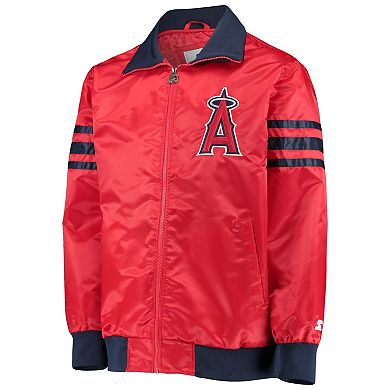 Men's Starter Red Los Angeles Angels The Captain II Full-Zip Varsity Jacket