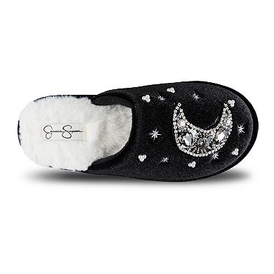 Women's Jessica Simpson Moon and Star Embellished Velour Memory Foam ...