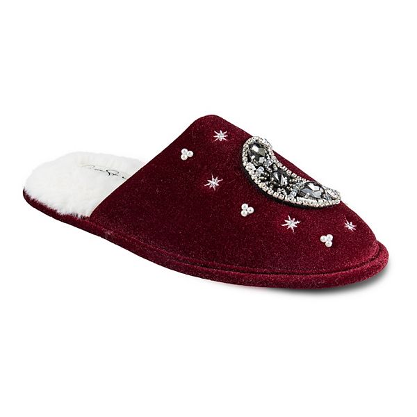Women's Jessica Simpson Moon and Star Embellished Velour Memory Foam ...