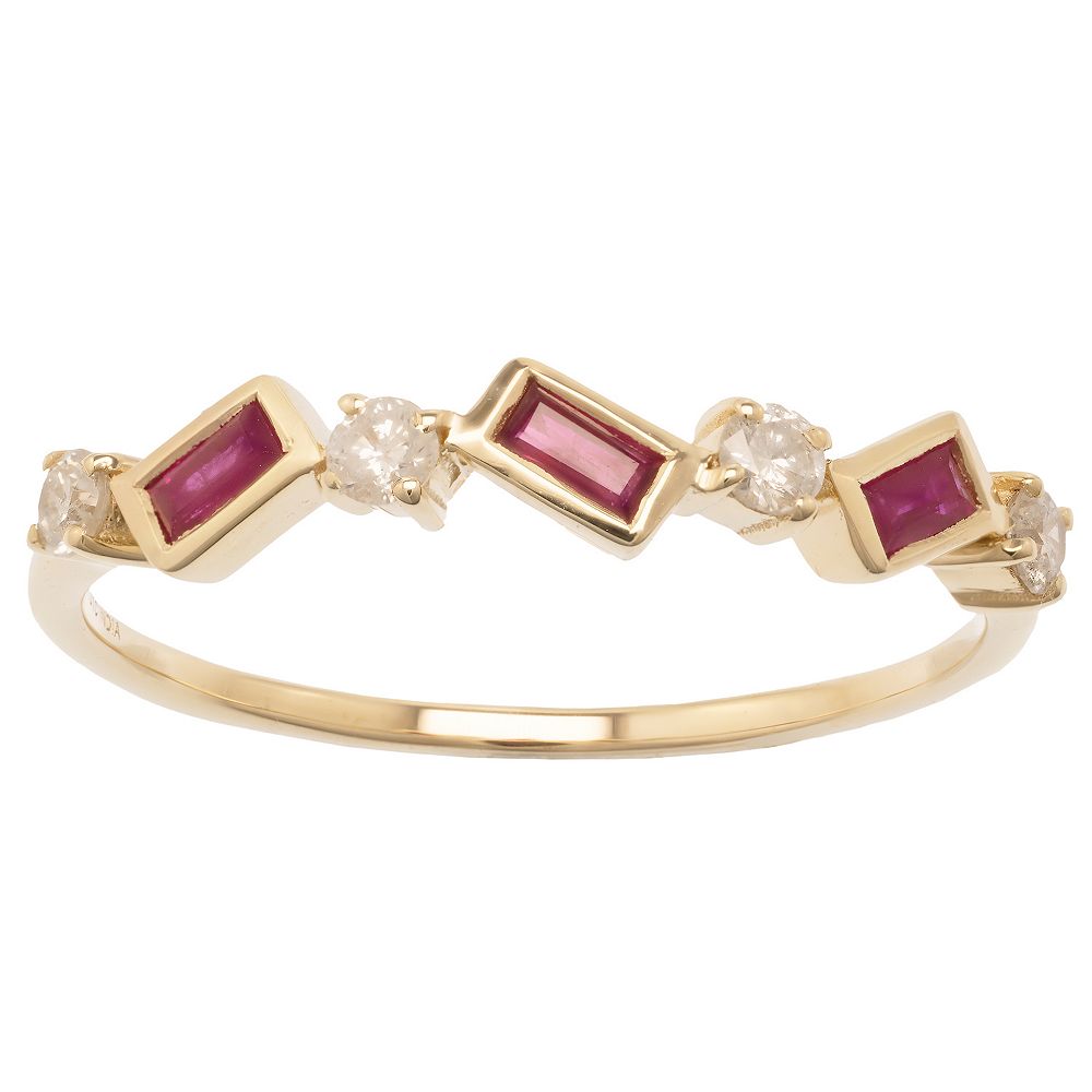 Gemistry 14k Gold Ruby & White Topaz Ring