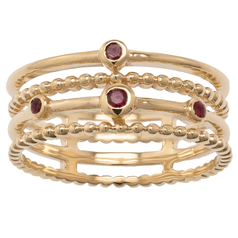 Gemistry 14k Gold Ruby Stack Ring