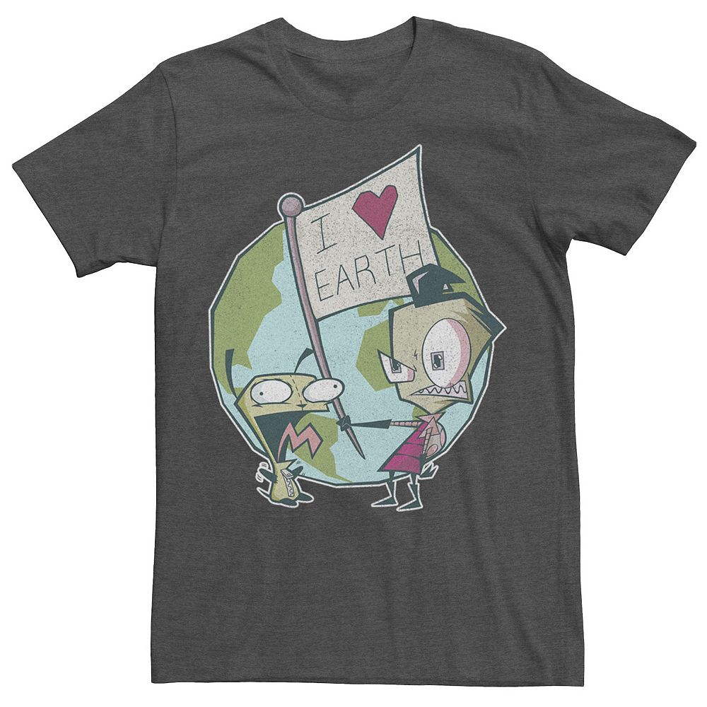 Men's Invader Zim I Heart Earth Flag Tee