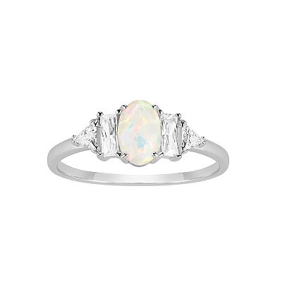 Primrose Sterling Silver Cubic Zirconia Opal Ring Women s Size 9