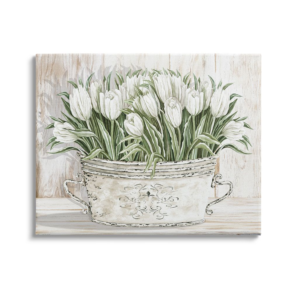 Stupell Home Decor Tulips Floral Distressed Canvas Wall Art