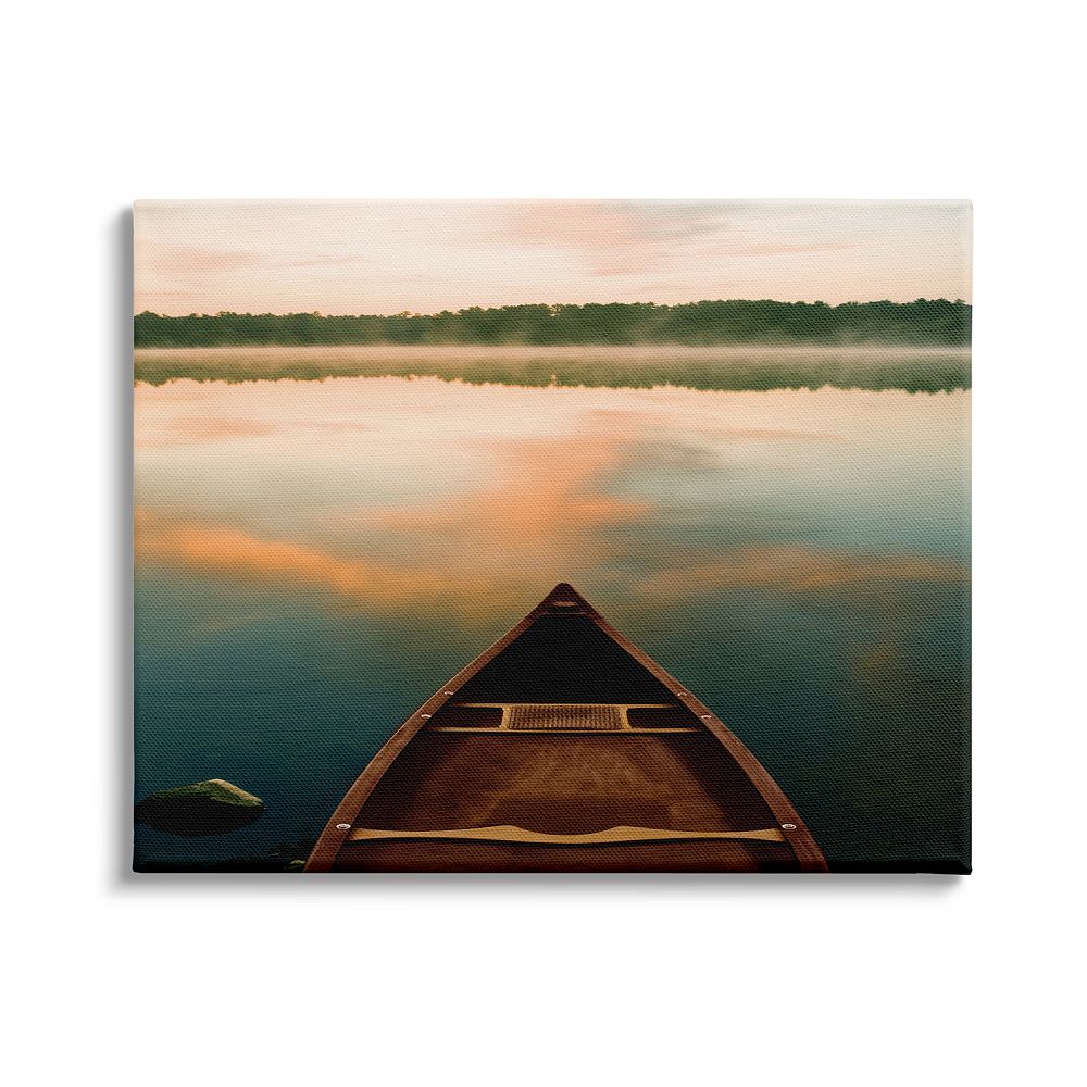 Stupell Home Decor Canoe On Lake Warm Sunrise Water Reflection Canvas ...