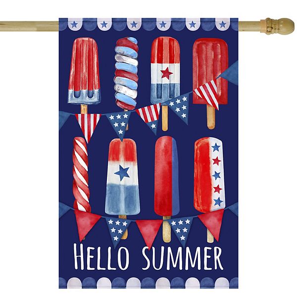Hello Summer Patriotic Americana Popsicle Garden Flag 28-in. x 40-in.