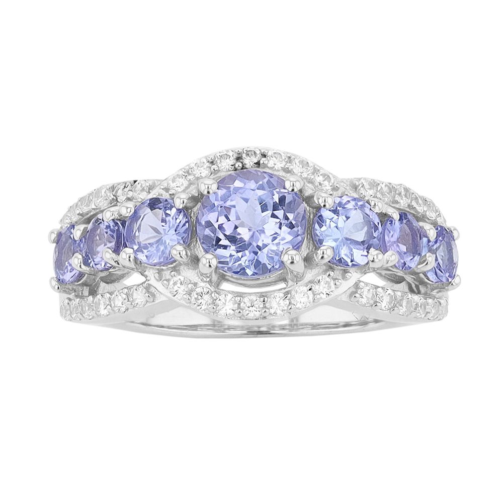 Sterling Silver Genuine Tanzanite & White Cubic Zirconia Accent Ring