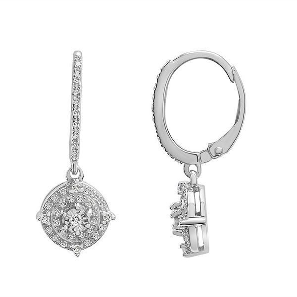 Sterling Silver 1 4 Carat T W Diamond And Tiered Circle Drop Earrings
