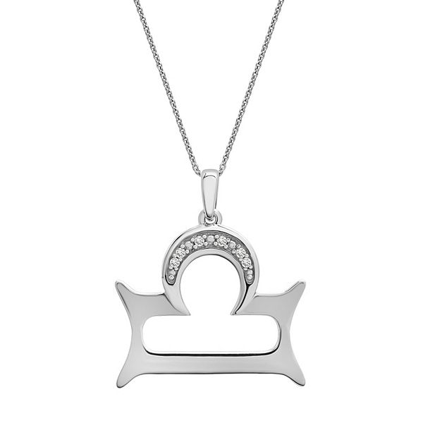 Sterling Silver Diamond Accent Zodiac Sign Pendant Necklace