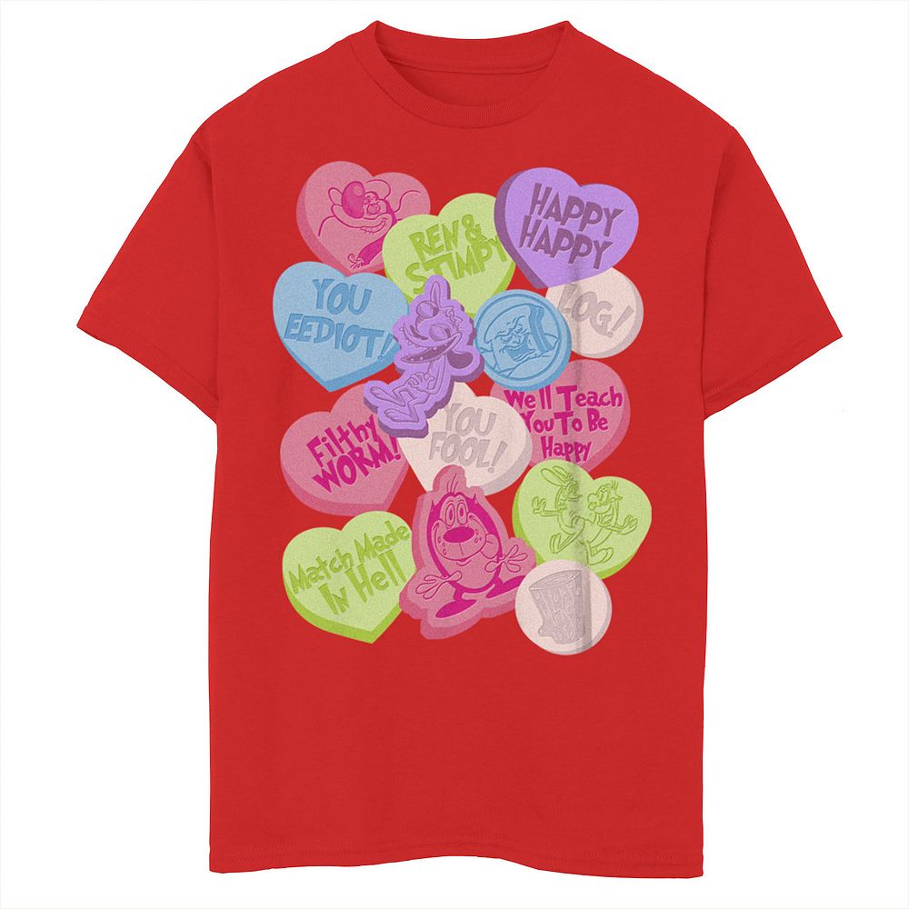 Boys 8-20 Nickelodeon Ren & Stimpy Candy Hearts Mix Graphic Tee