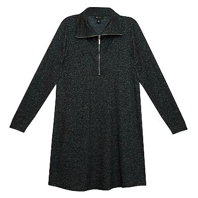 Women's AB Studio Zip-Front Long Sleeve Swing Dress