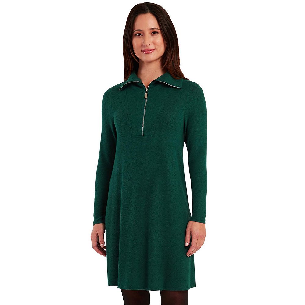 Women's AB Studio Zip-Front Long Sleeve Swing Dress
