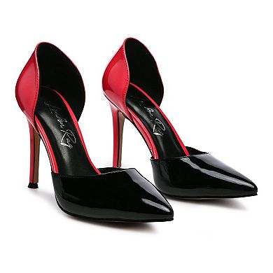 Candy Cane Patent Faux Leather Slip-on Women's Stiletto Heels