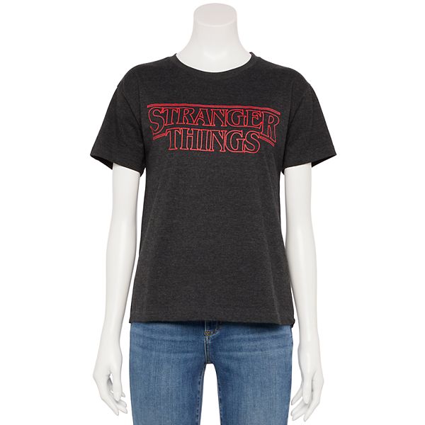 Juniors' Stranger Things Red Logo Graphic Tee