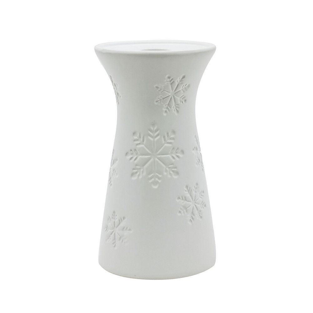 Everyday Decor 7" Snowflake Embossed Pillar