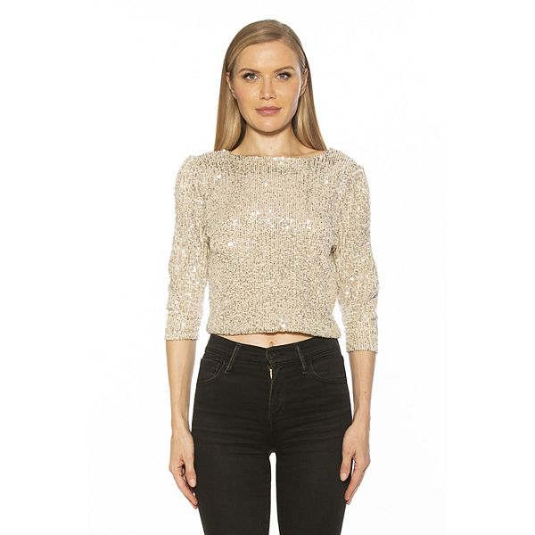 Women's ALEXIA ADMOR Blaire Puff Sleeve Sparkly Top