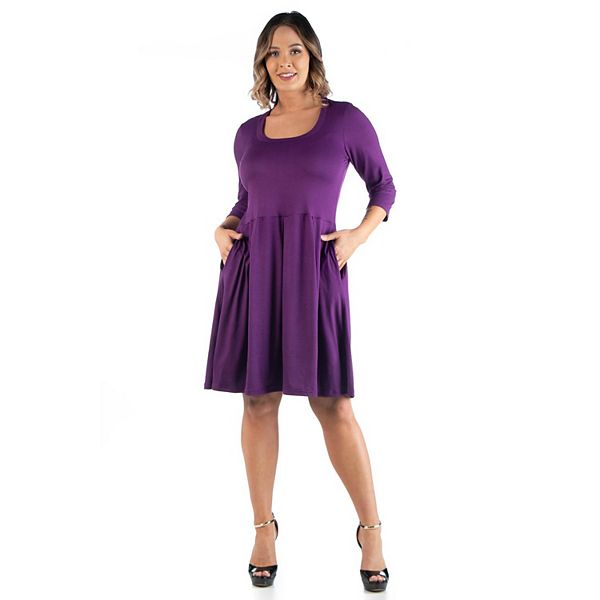 Plus Size 24Seven Comfort Apparel Fit and Flare Dress
