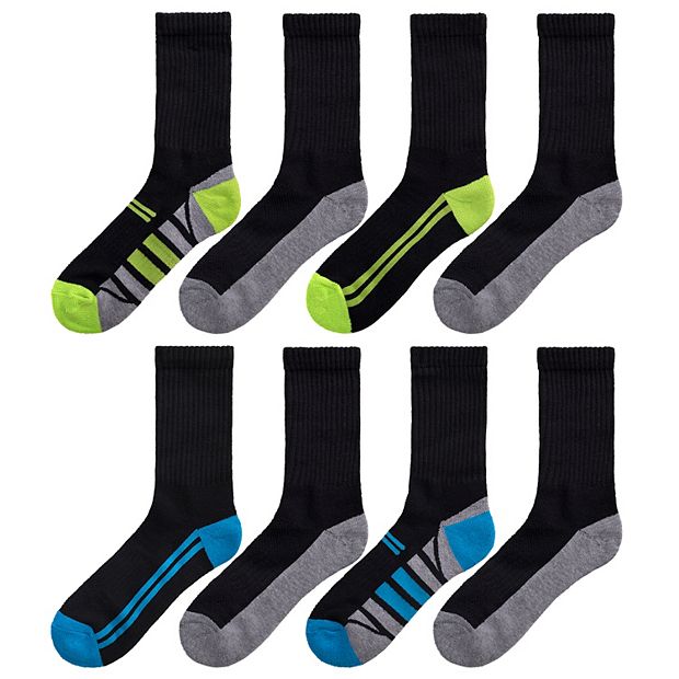 Boys Tek Gear Cushioned 8 pack Performance Crew Socks