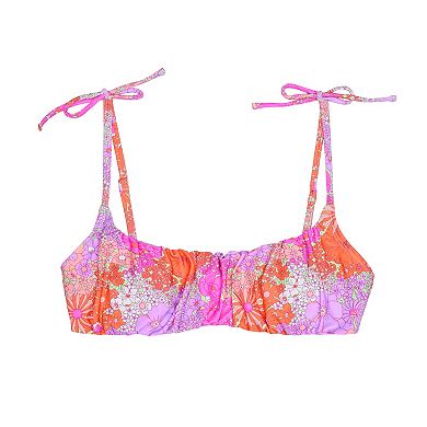 Juniors' Ninety-Nine Degrees° Shirred Square Bikini Top