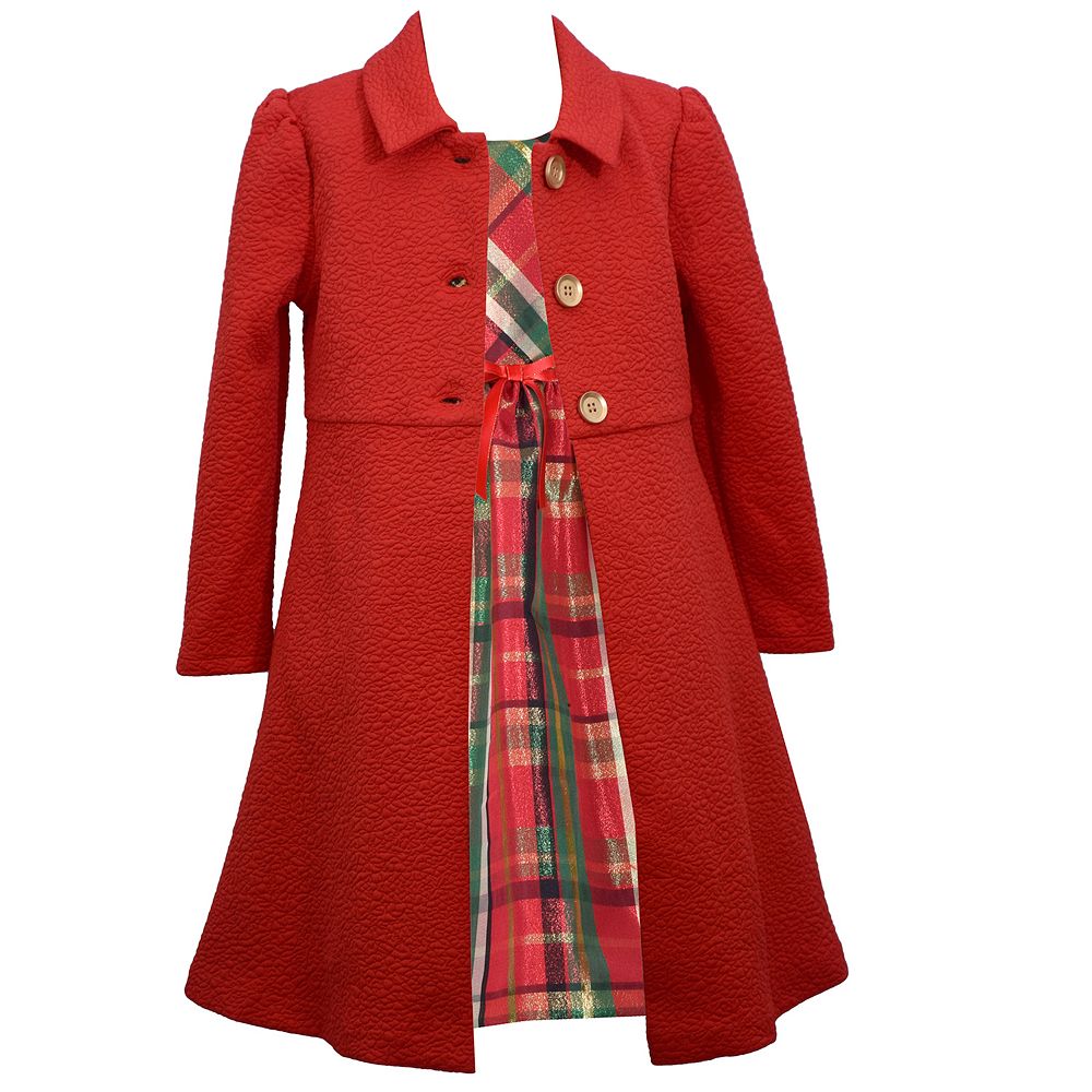 Girls 4-6x Bonnie Jean Plaid Dress & Coat Set