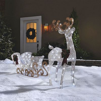 Outdoor Christmas Decor Sleigh Holiday Large Outdoor Reindeer