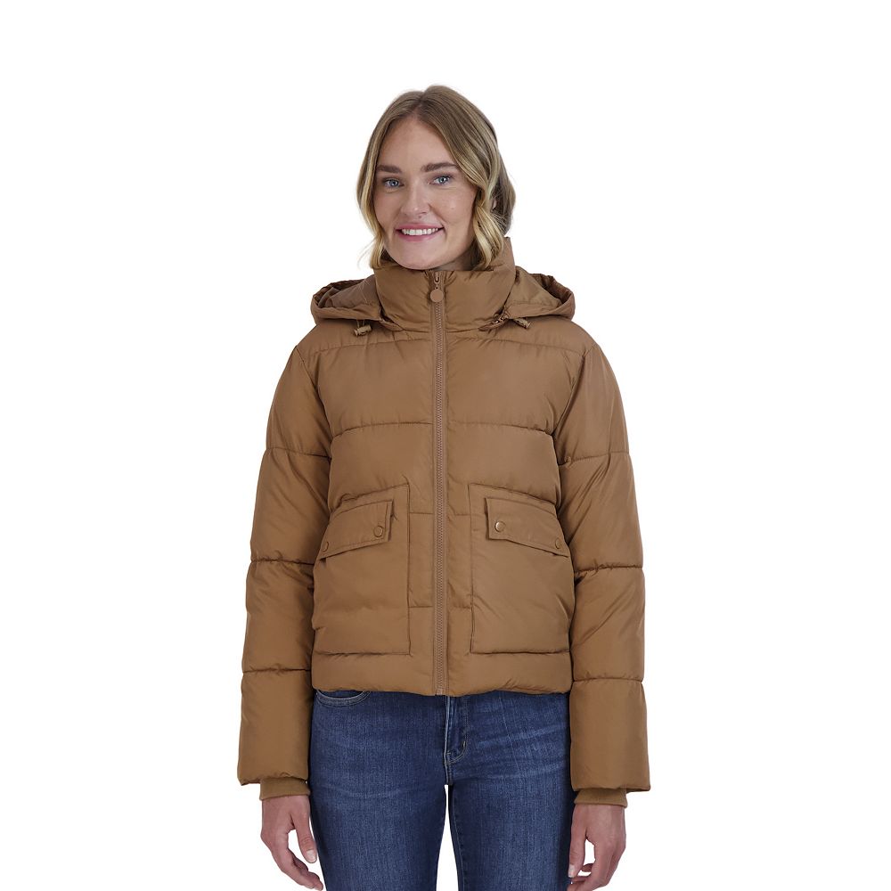 Juniors' Sebby Contrast Hooded Puffer Coat