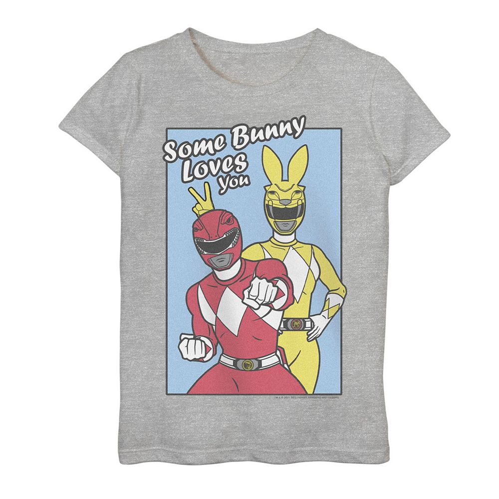 Girls 7-16 Power Rangers Yellow & Red Easter Some Bunny Loves You ...