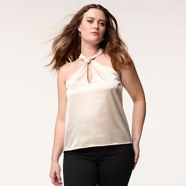 Women's INTEMPO Twist Satin Halter top