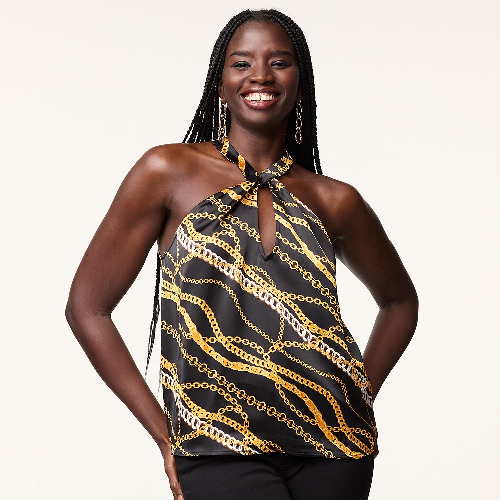 Women's INTEMPO Twist Satin Halter top