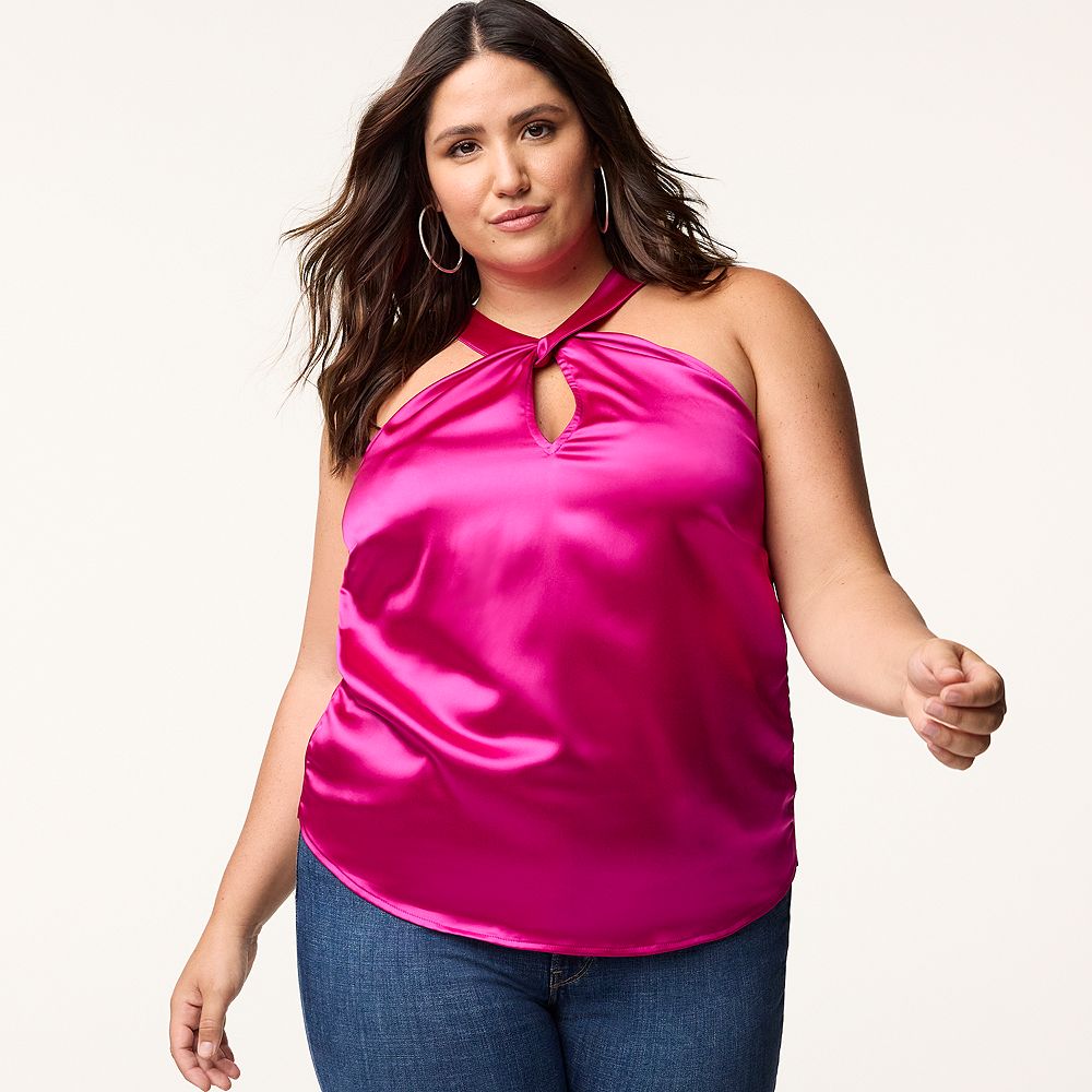 Plus Size Intempo Satin Halter Top
