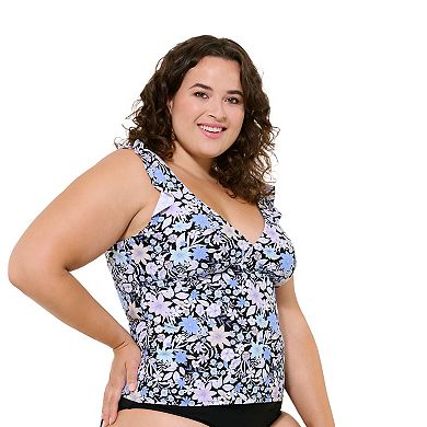 Plus Size Freshwater Ruffled Strap Tankini Top