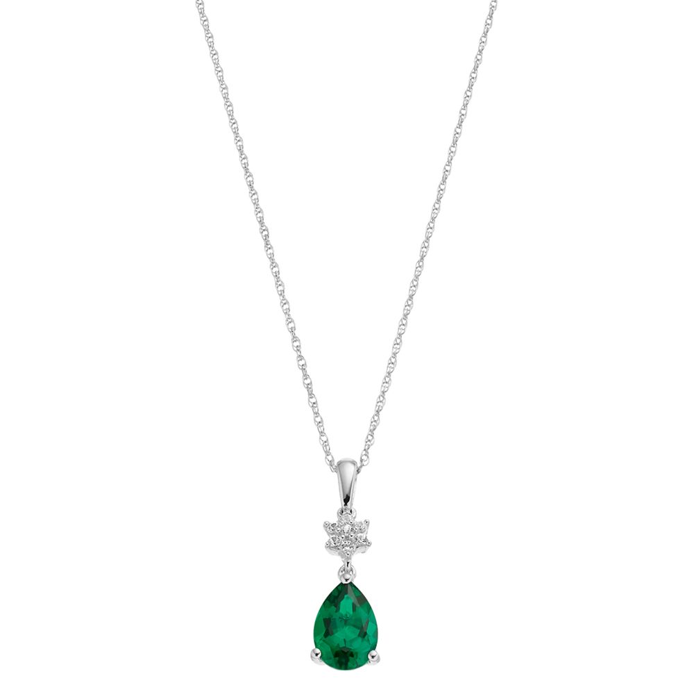Sterling Silver Lab-Created Emerald & Lab-Created White Sapphire ...
