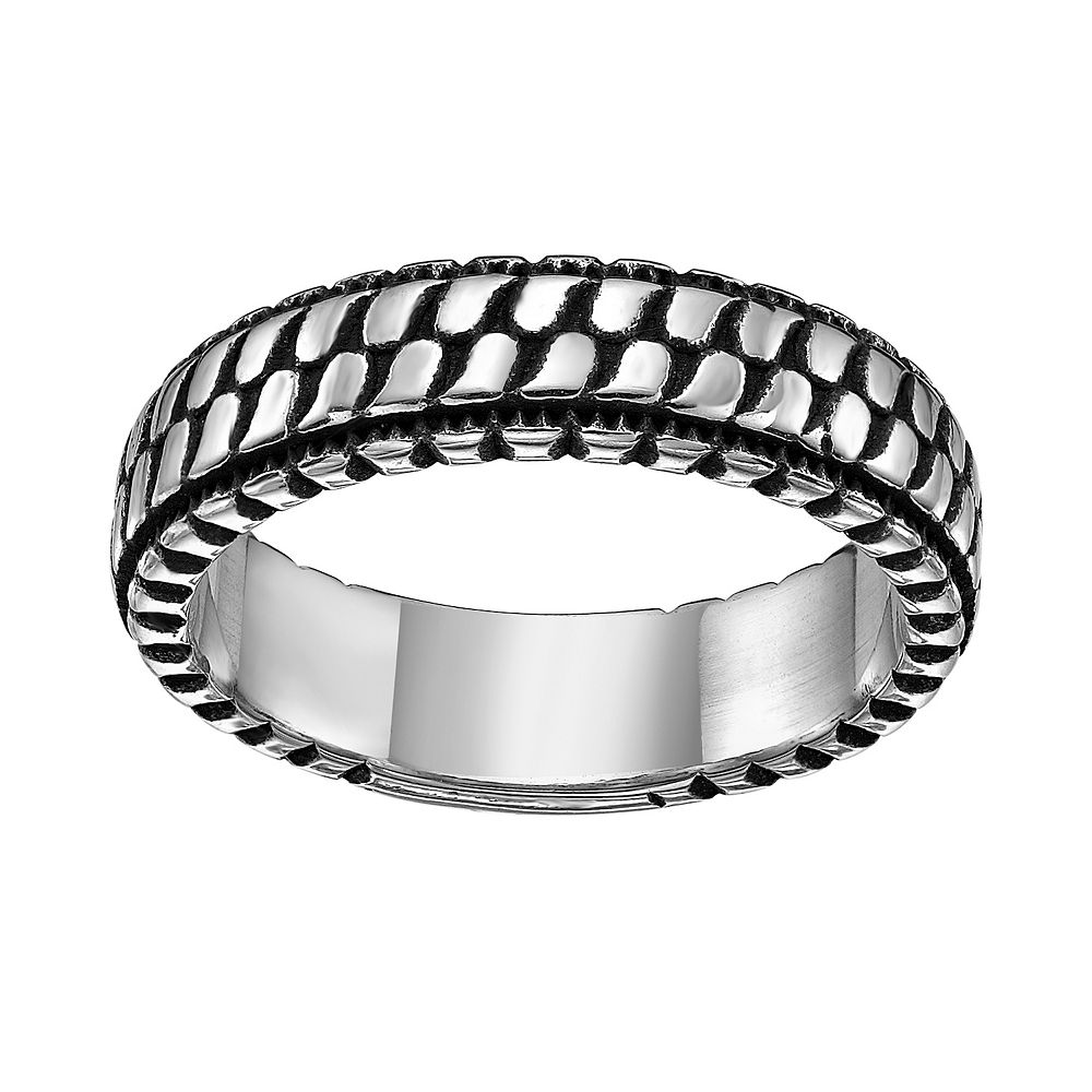 LYNX Men's Black Ion Plated Stainless Steel Tire Ring
