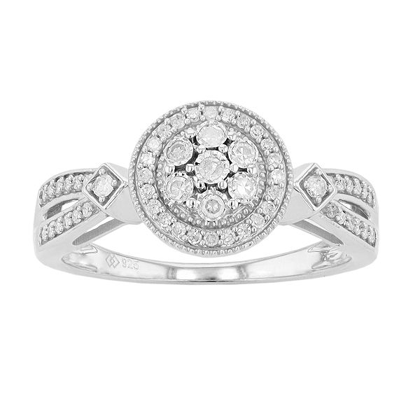 Sterling Silver 1/4 Carat T.W. Diamond Halo Promise Ring